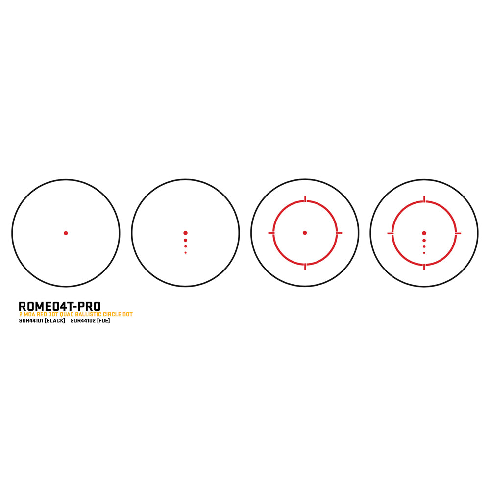 Sig Sauer Romeo 4T Pro Compact Quad Ballistic Circle Dot Sight, 1x20mm